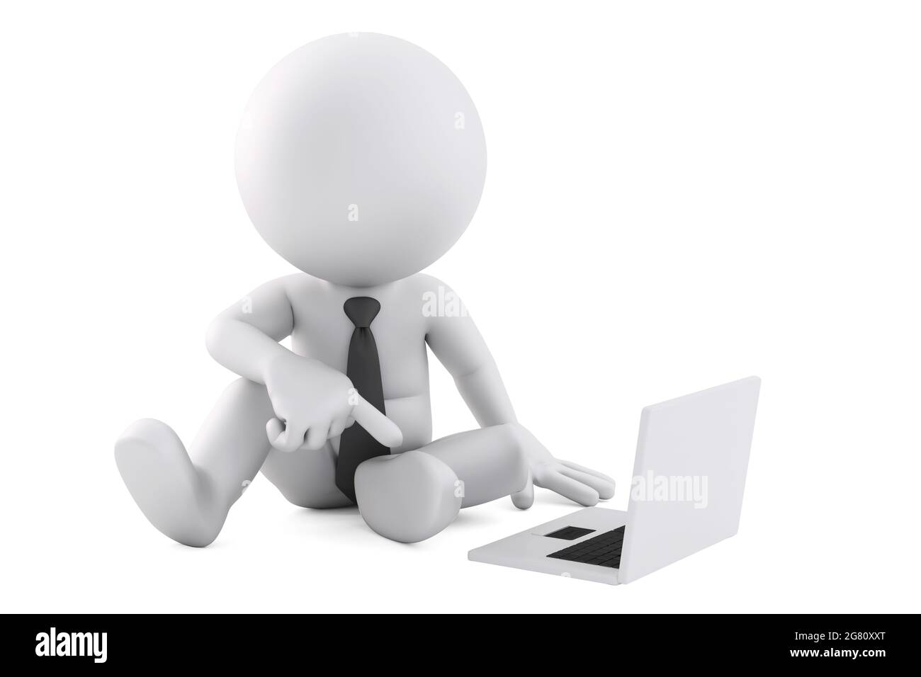 3d Man Sitting At Computer