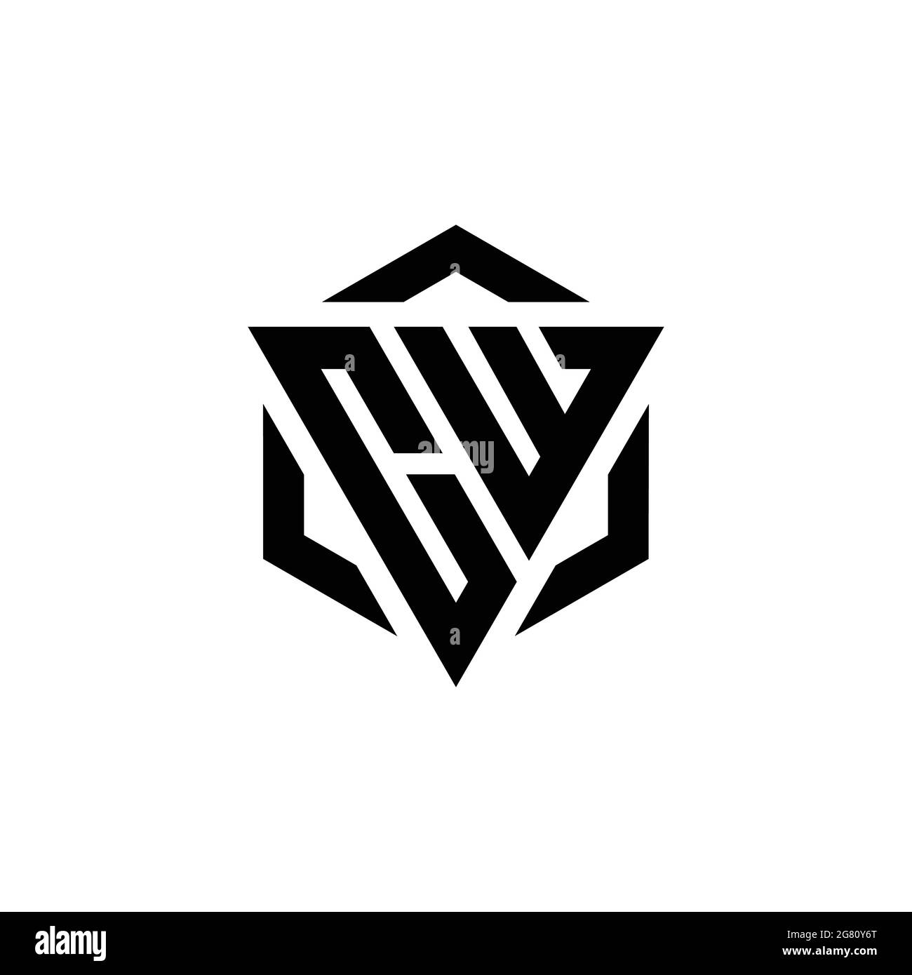CW Logo monogram with triangle and hexagon modern design template ...
