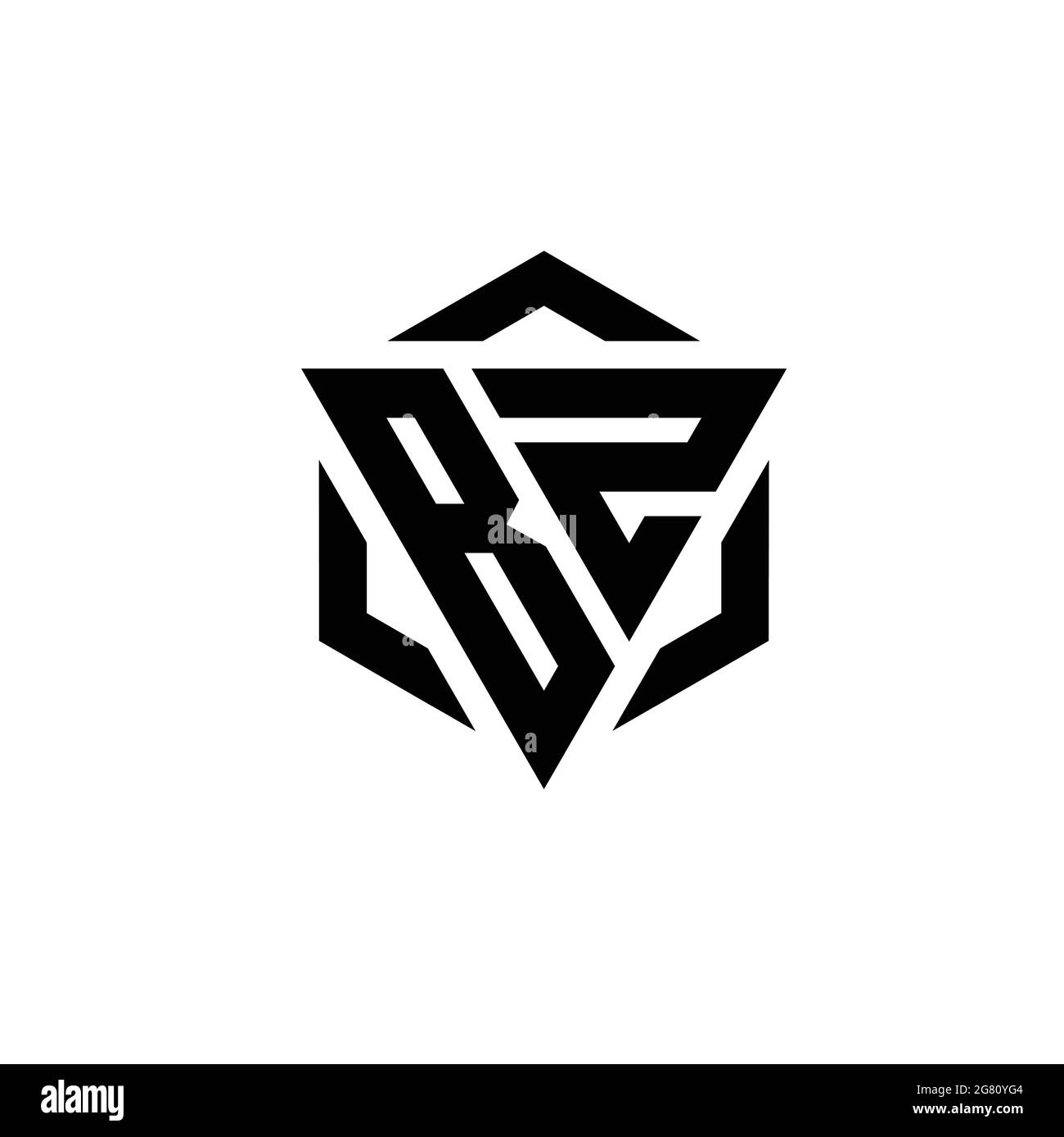 BZ Logo monogram with triangle and hexagon modern design template ...