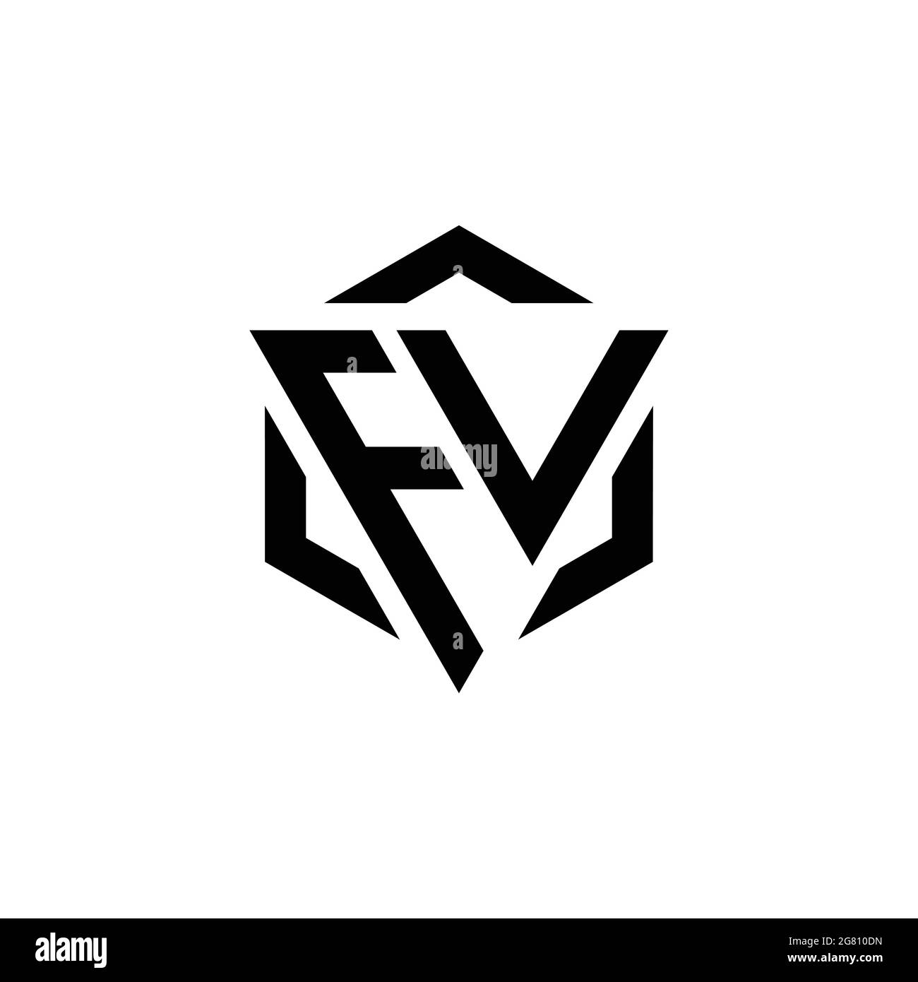 FV Logo monogram with triangle and hexagon modern design template ...