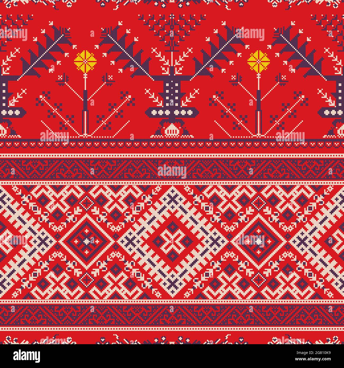 Decorative repeating pattern inspired by traditional Russian embroidery ...