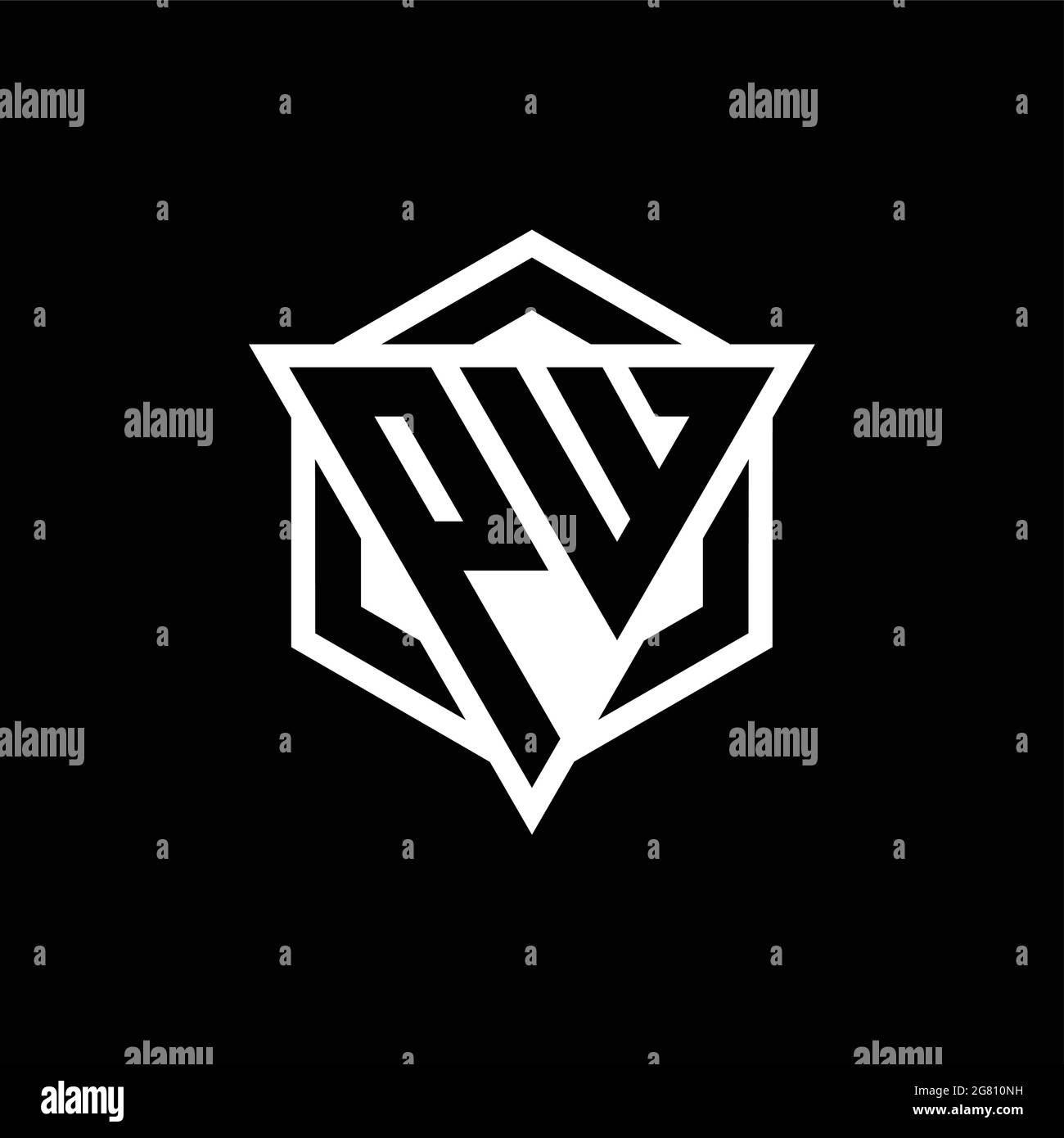 PW logo monogram with triangle and hexagon shape combination isolated ...