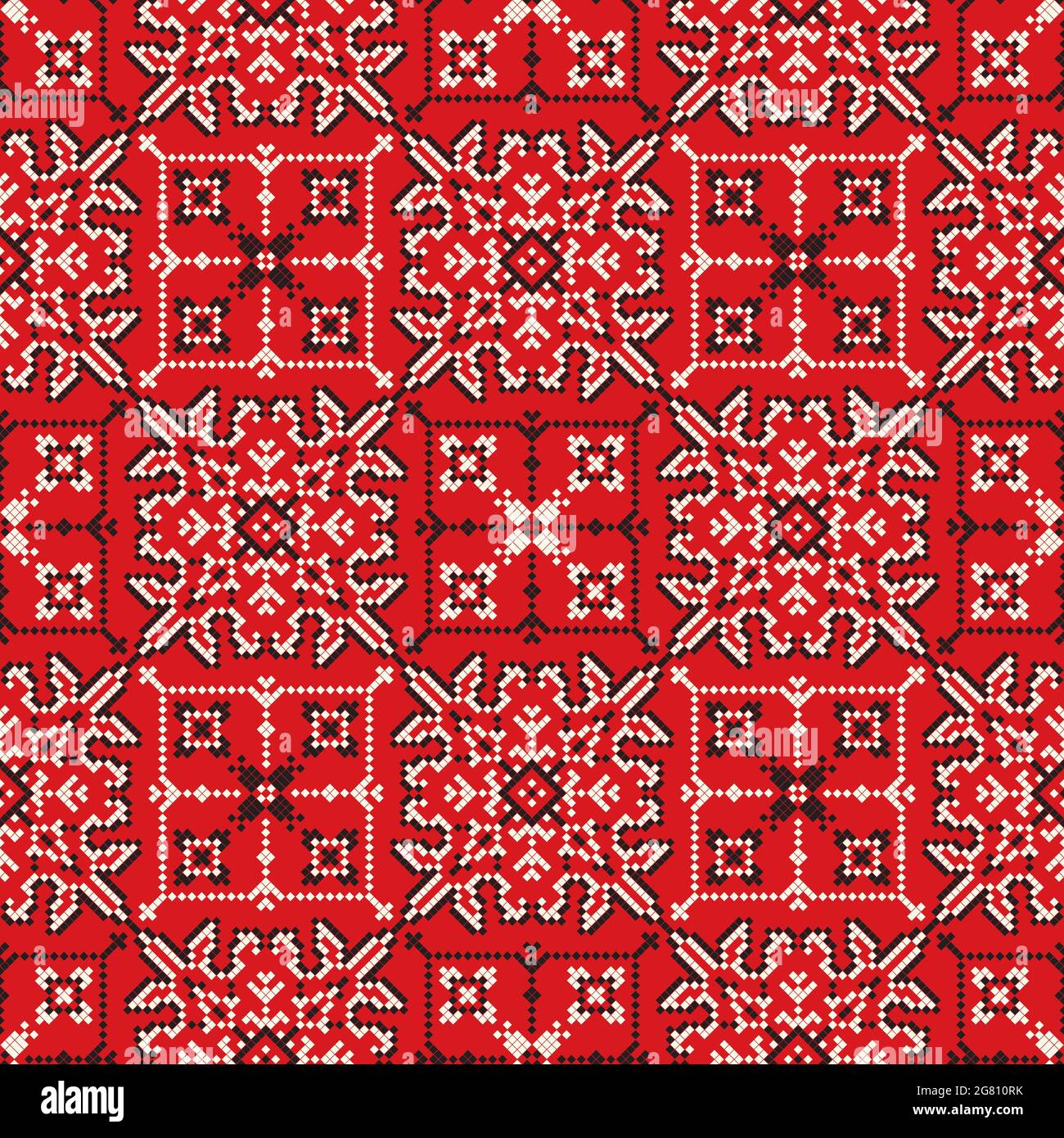 Decorative repeating pattern inspired by traditional Russian embroidery ...