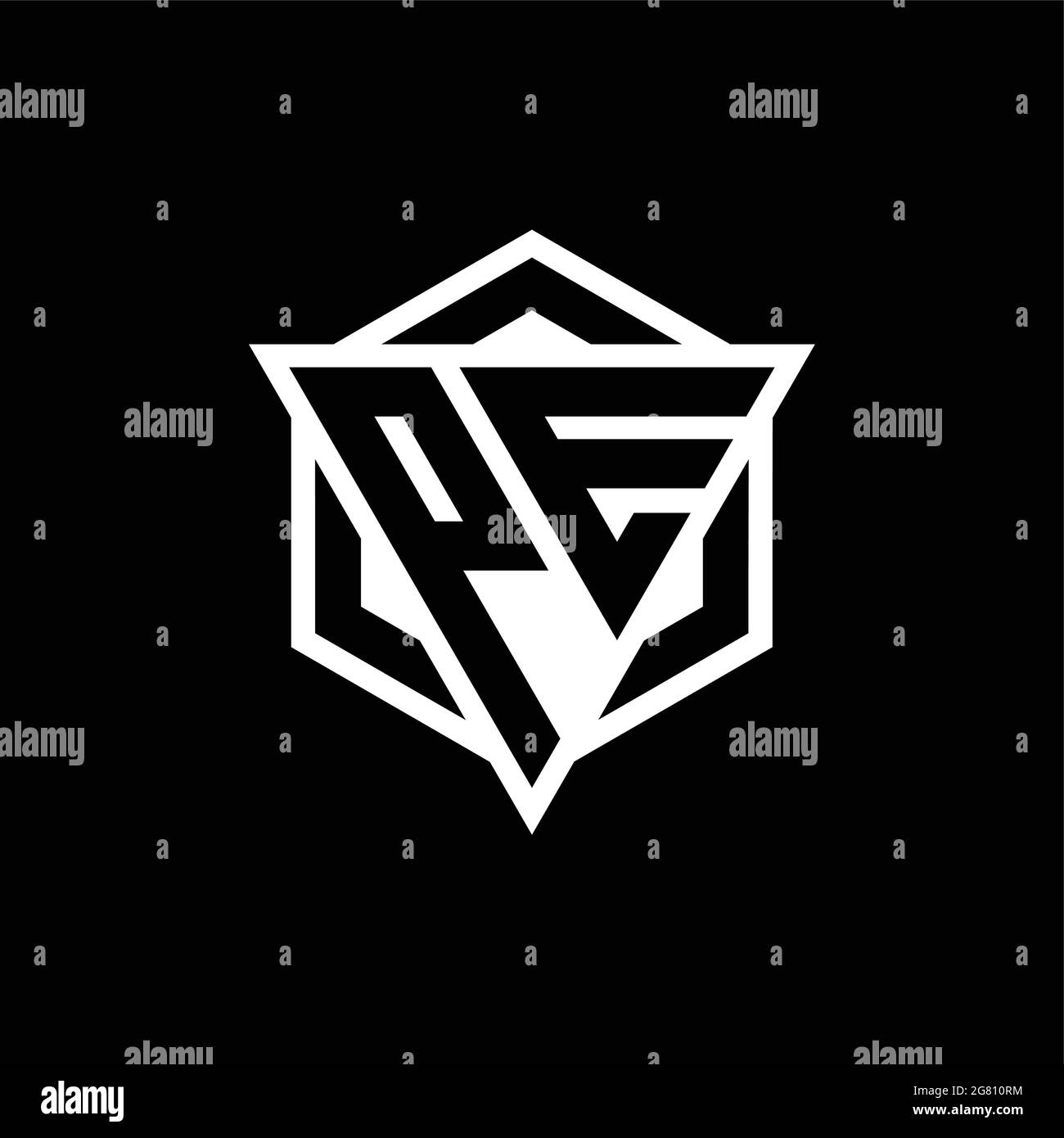 PE logo monogram with triangle and hexagon shape combination isolated ...