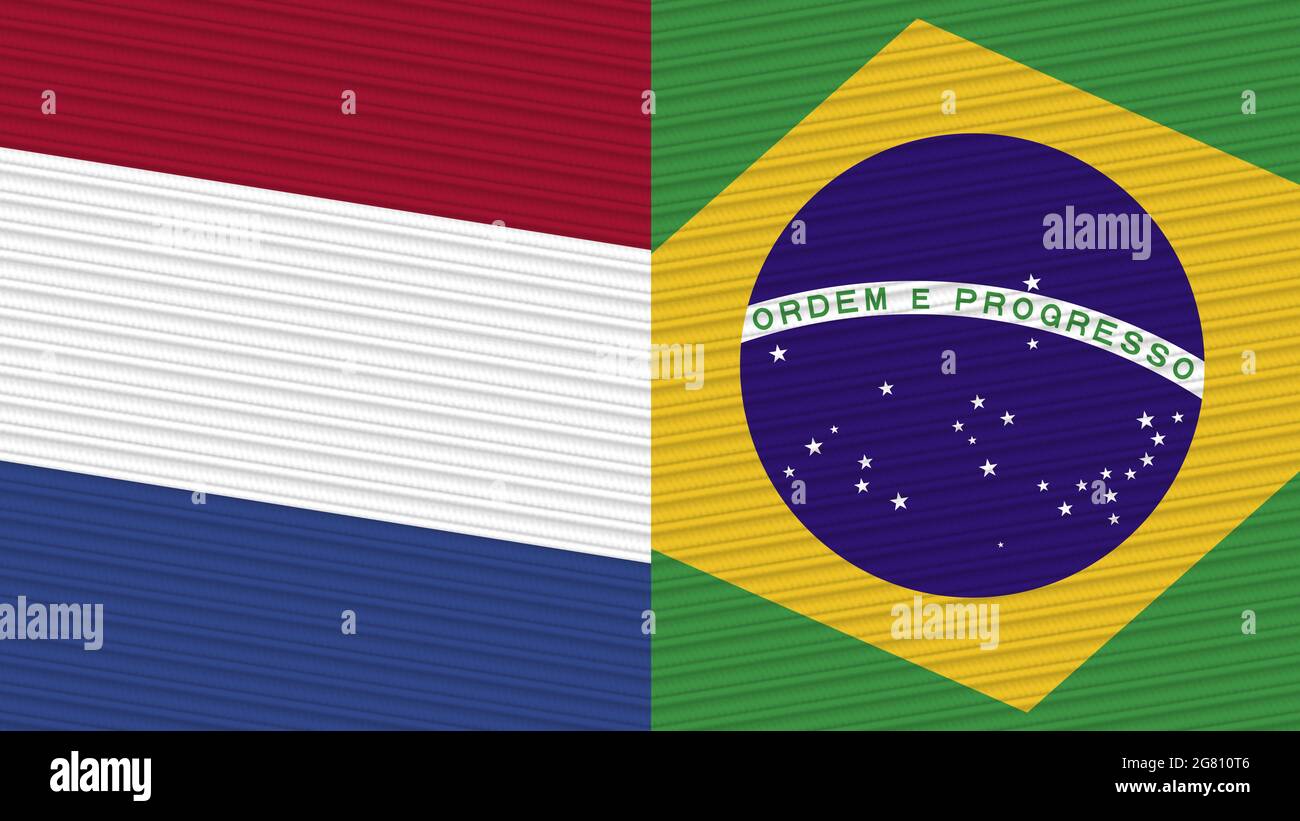Brazil and Netherlands Two Half Flags Together Fabric Texture ...
