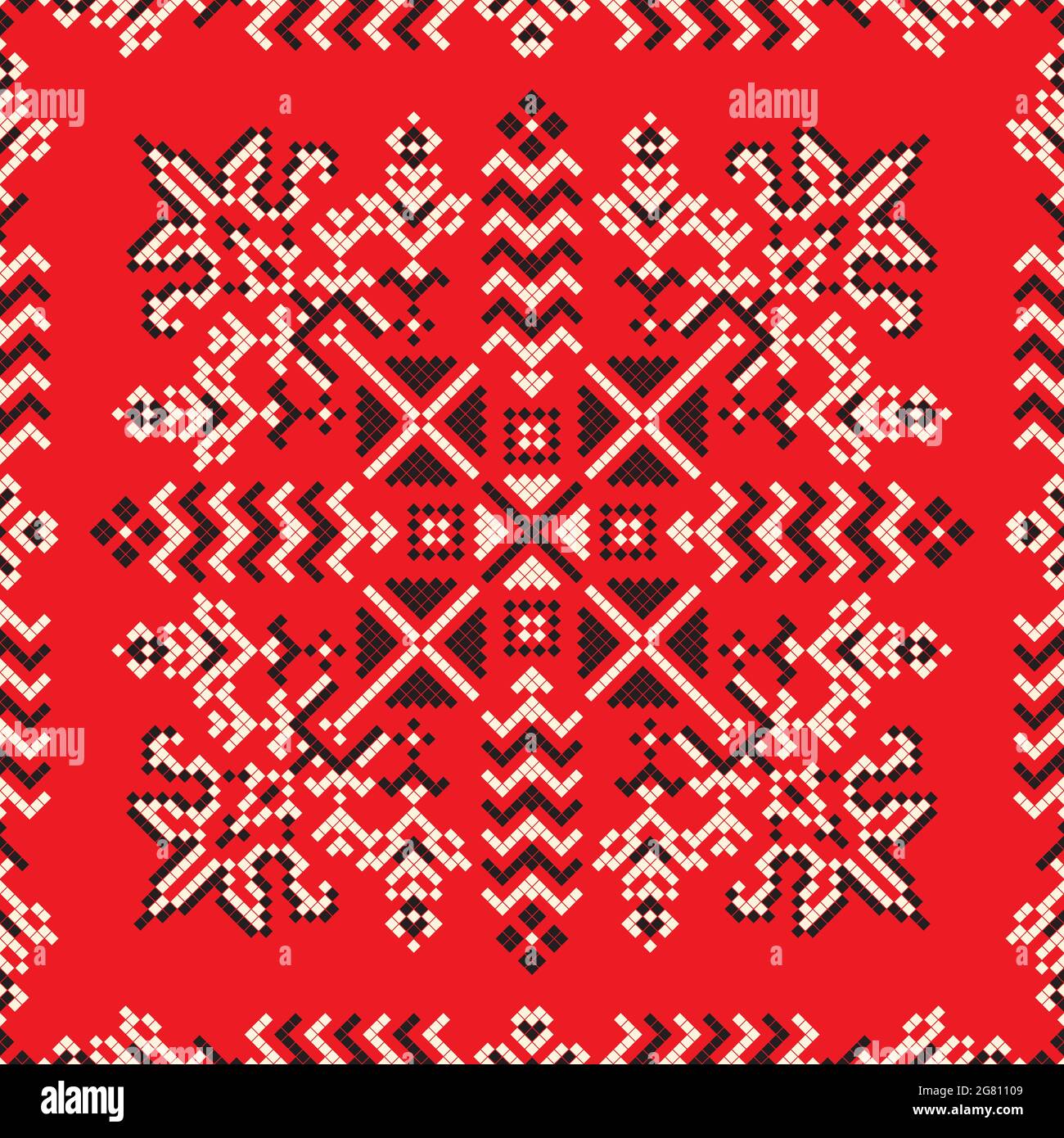 Decorative repeating pattern inspired by traditional Russian embroidery ...