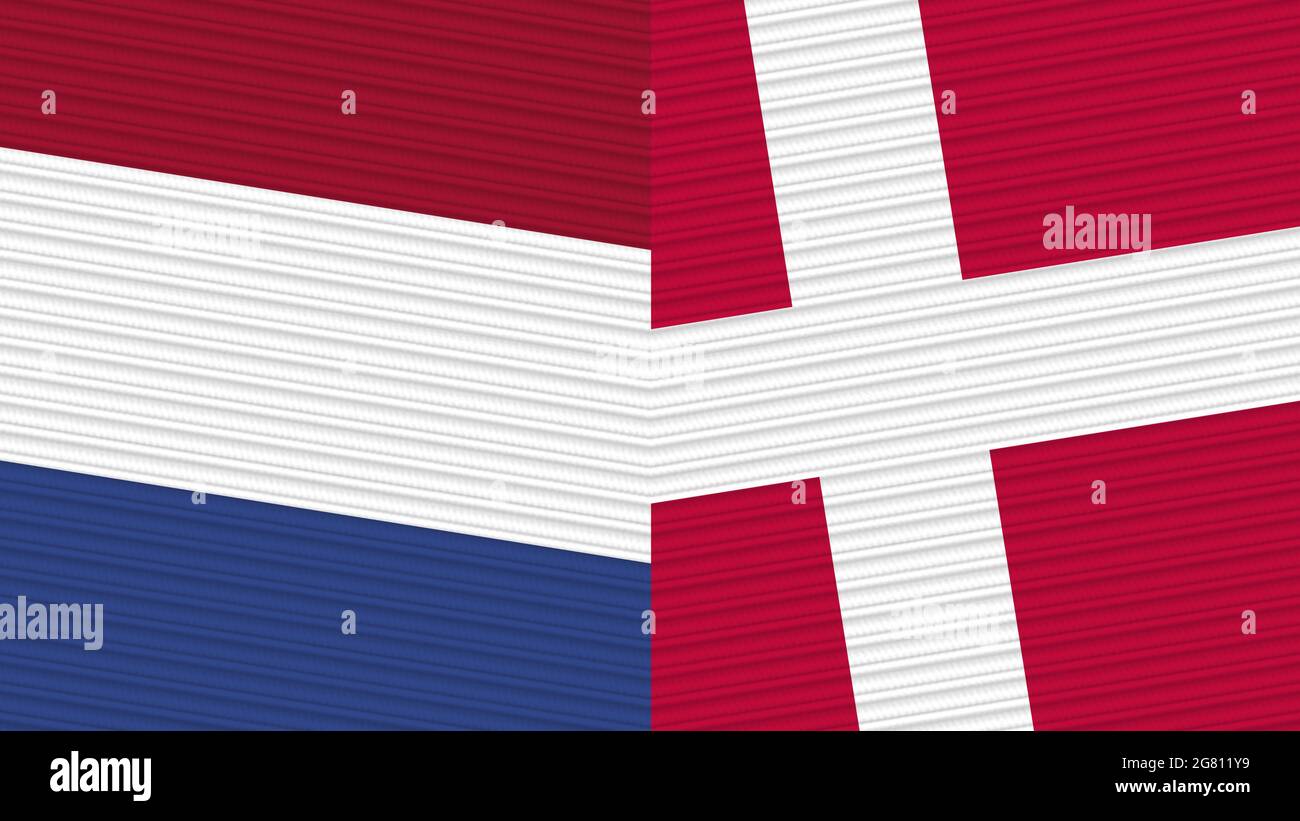Denmark and Netherlands Two Half Flags Together Fabric Texture ...