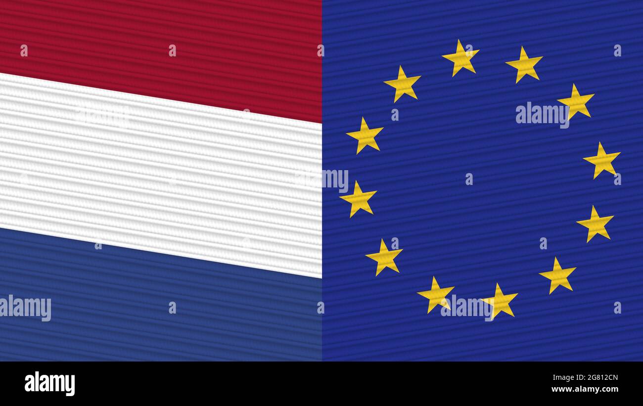 European Union and Netherlands Two Half Flags Together Fabric Texture ...