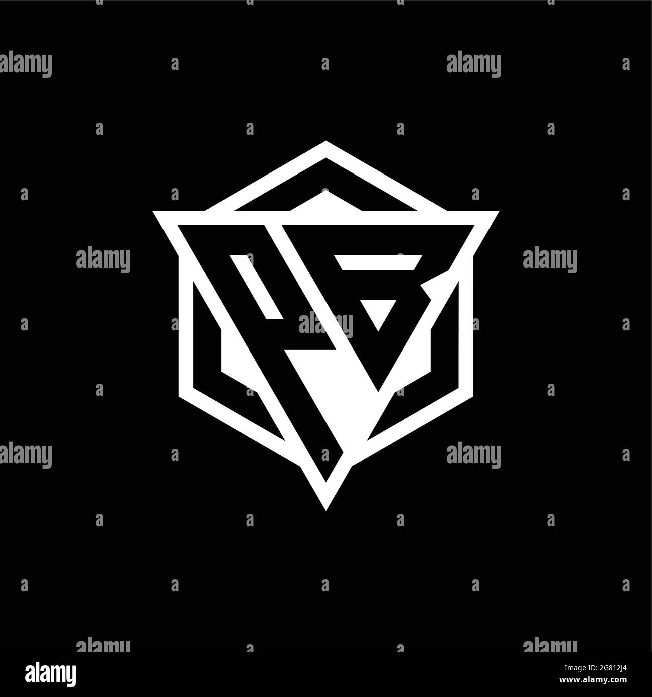 PB logo monogram with triangle and hexagon shape combination isolated ...