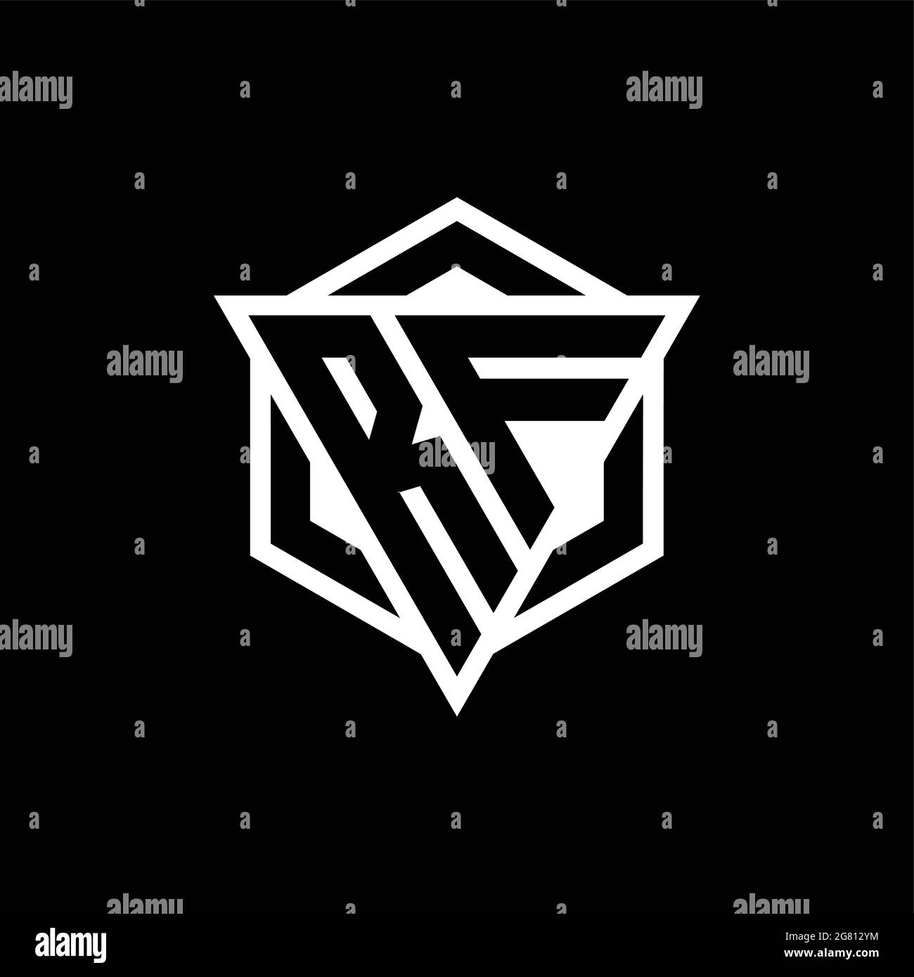 RF logo monogram with triangle and hexagon shape combination isolated ...