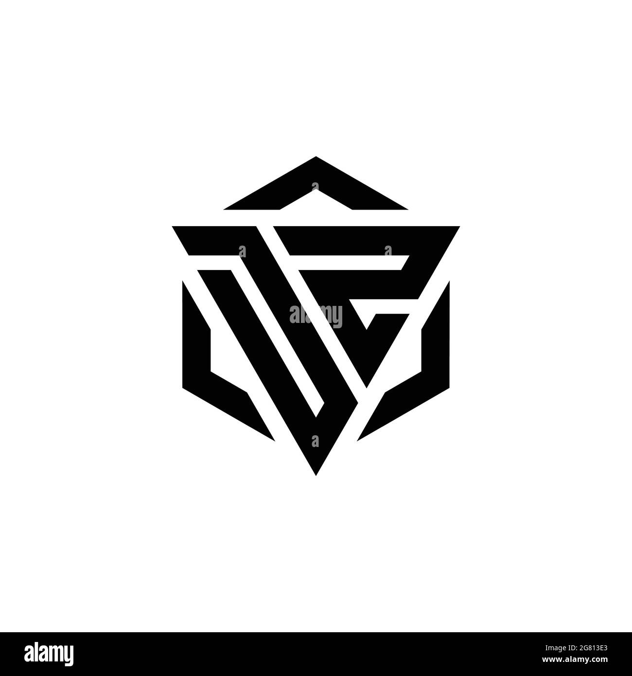 DZ Logo monogram with triangle and hexagon modern design template ...