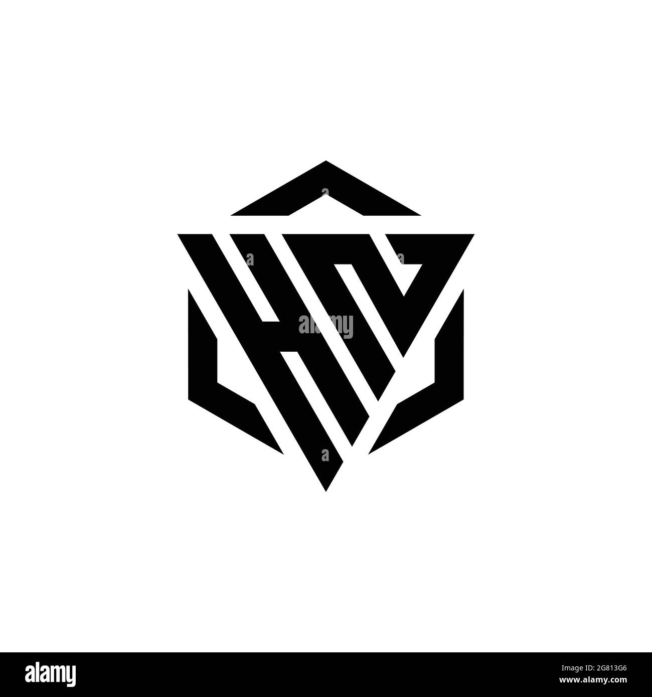 HN Logo monogram with triangle and hexagon modern design template ...