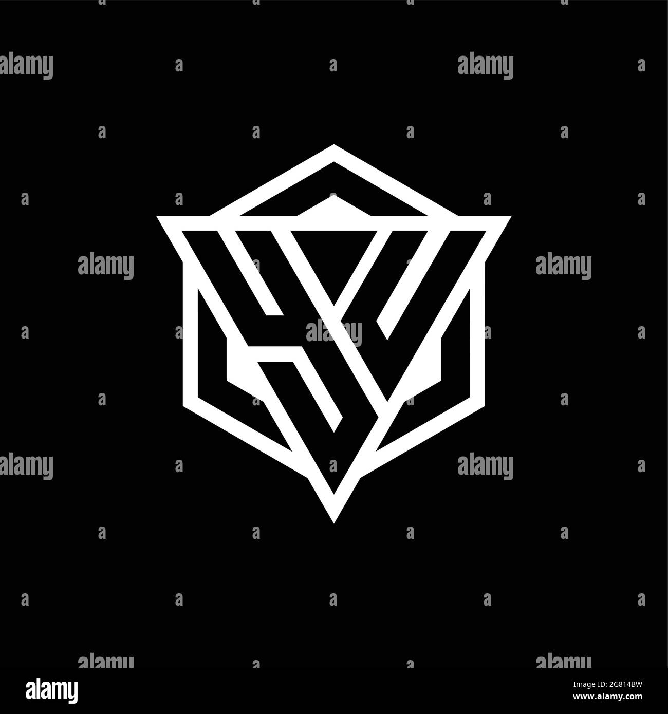 YU logo monogram with triangle and hexagon shape combination isolated ...