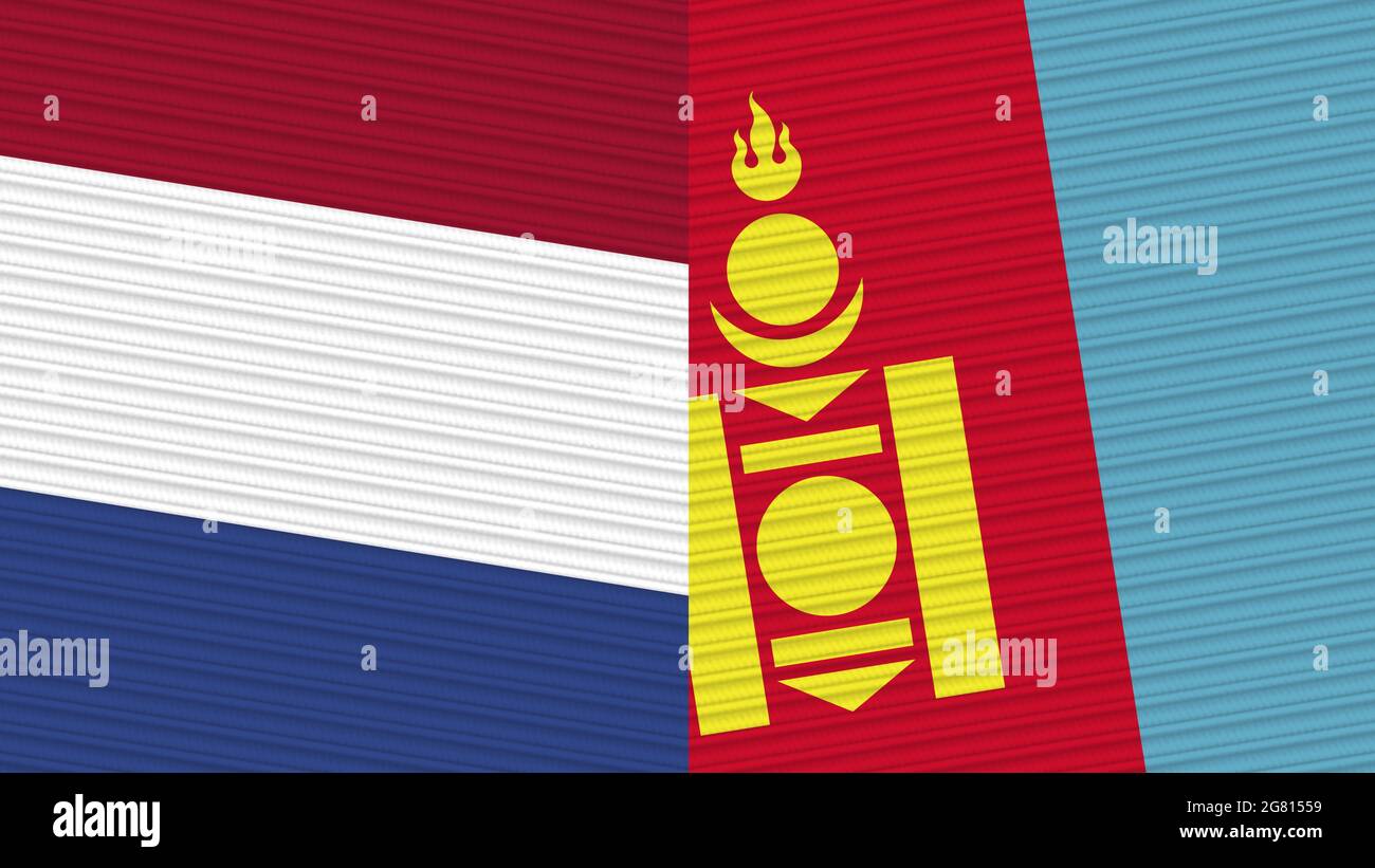Mongolia and Netherlands Two Half Flags Together Fabric Texture ...