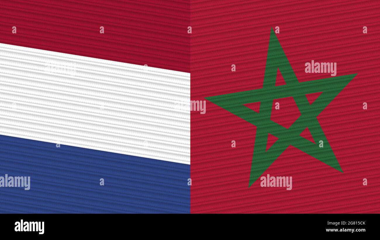Morocco and Netherlands Two Half Flags Together Fabric Texture ...