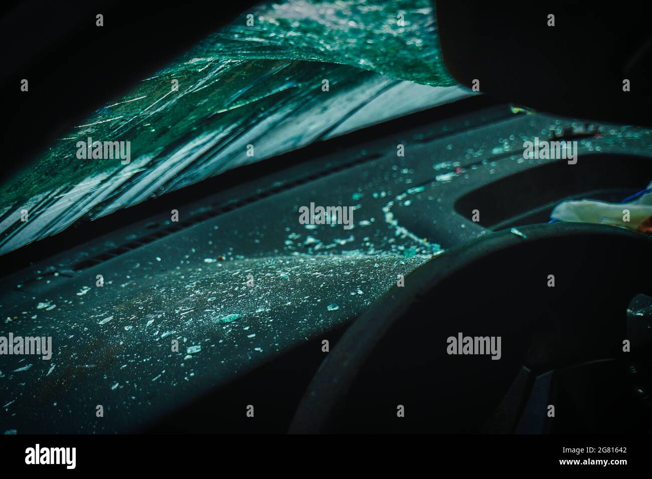 Closeup of car with broken windshield, Accident of car Stock Photo - Alamy