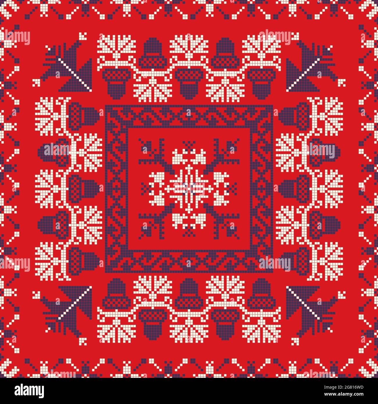 Decorative repeating pattern inspired by traditional Russian embroidery ...