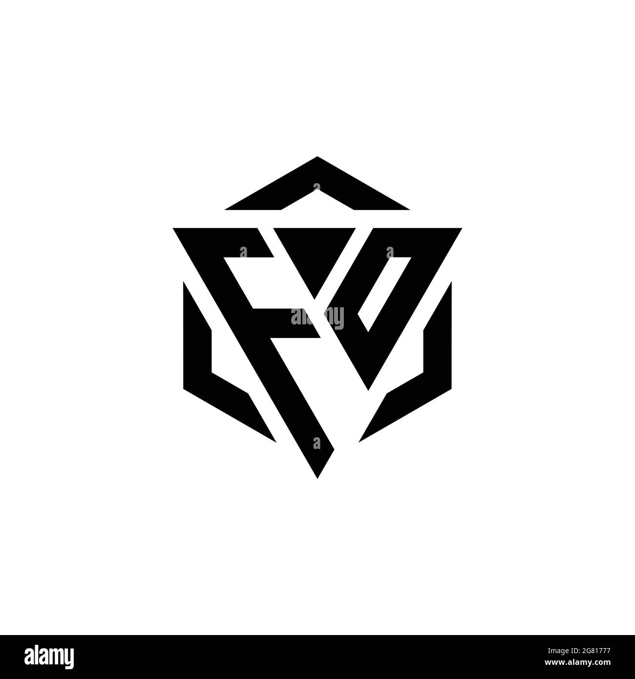 FO Logo monogram with triangle and hexagon modern design template ...