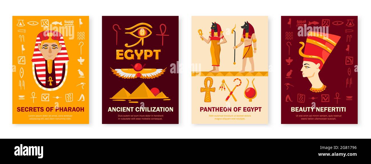 Ancient egypt civilization symbols culture 4 vertical banners set with ...