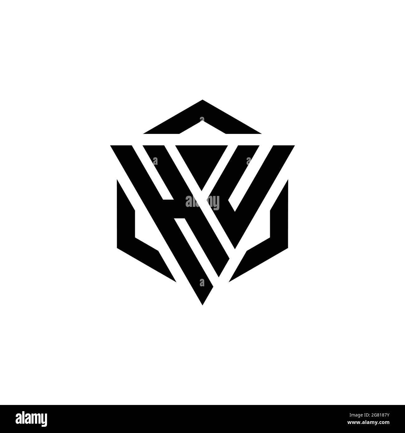 HU Logo monogram with triangle and hexagon modern design template isolated on white background ...