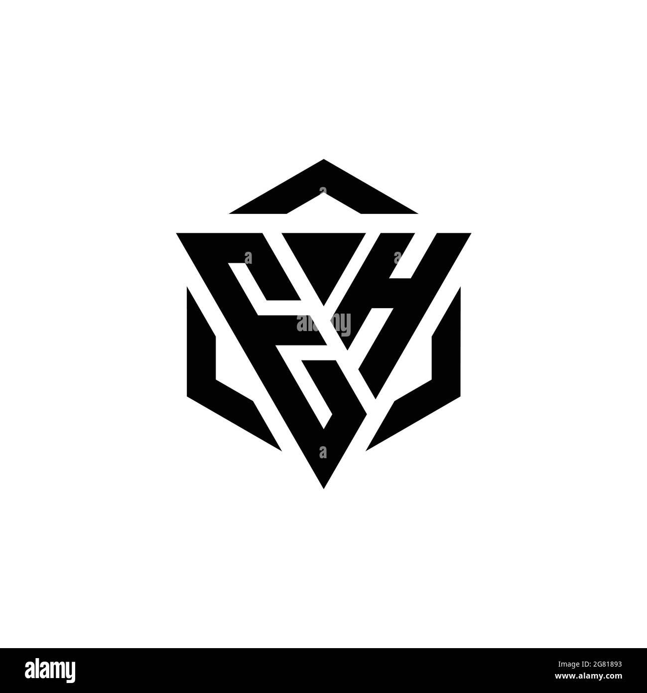 EH Logo monogram with triangle and hexagon modern design template isolated on white background ...