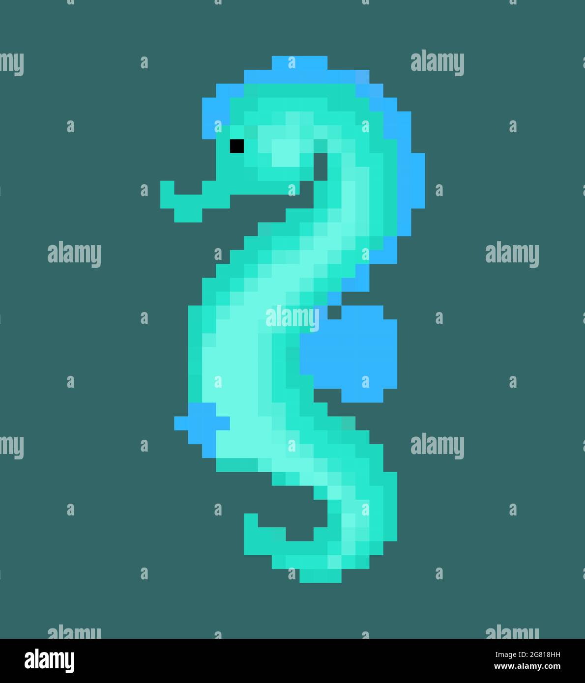 SeaHorse pixel art. 8 bit Sea animal. vector illustration Stock Vector ...