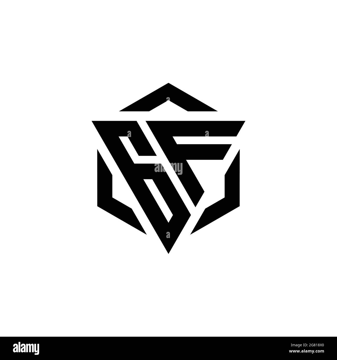GF Logo monogram with triangle and hexagon modern design template isolated on white background ...