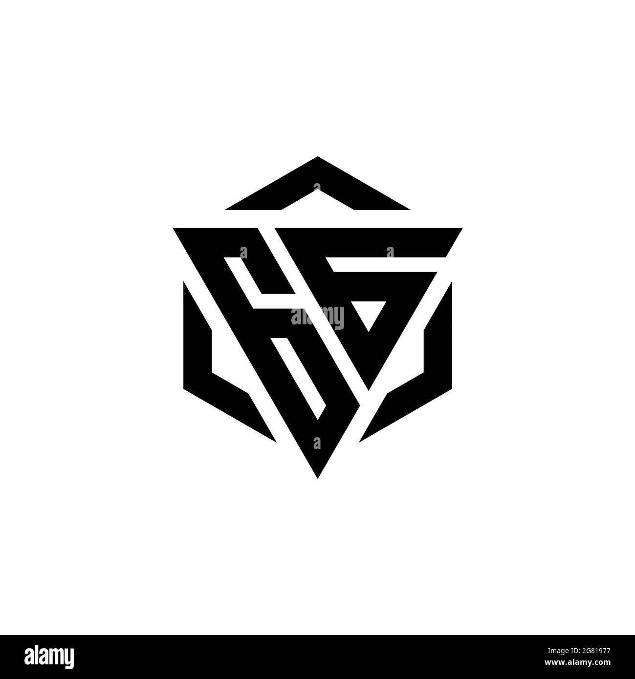 GG Logo monogram with triangle and hexagon modern design template ...