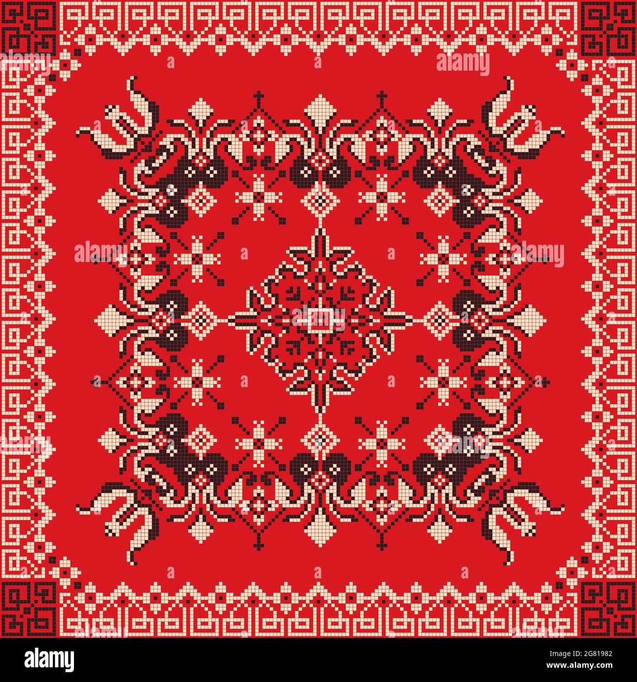 Decorative repeating pattern inspired by traditional Russian embroidery ...