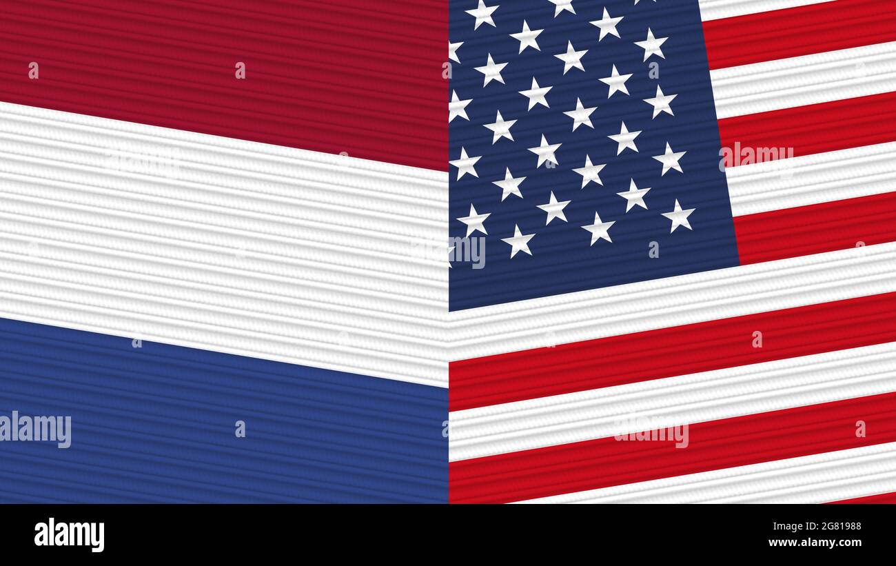 United States of America and Netherlands Two Half Flags Together Fabric ...