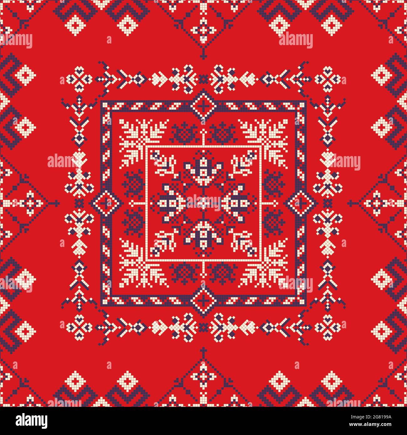 Decorative repeating pattern inspired by traditional Russian embroidery ...