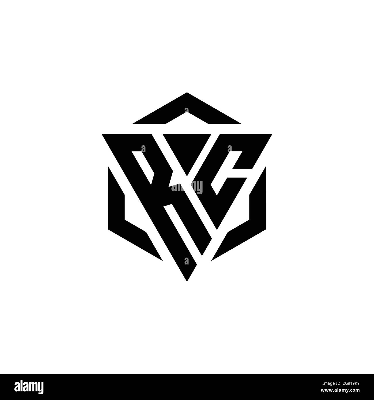 RC Logo monogram with triangle and hexagon modern design template ...