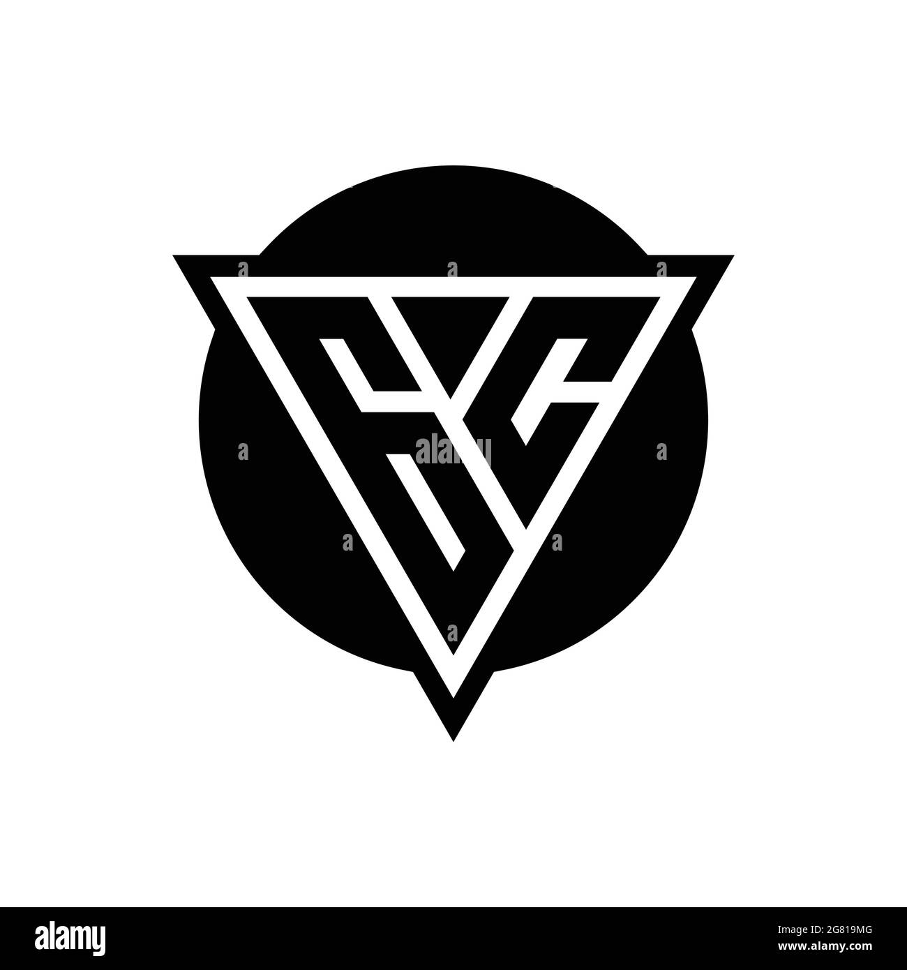 GC logo with negative space triangle and circle shape design template ...