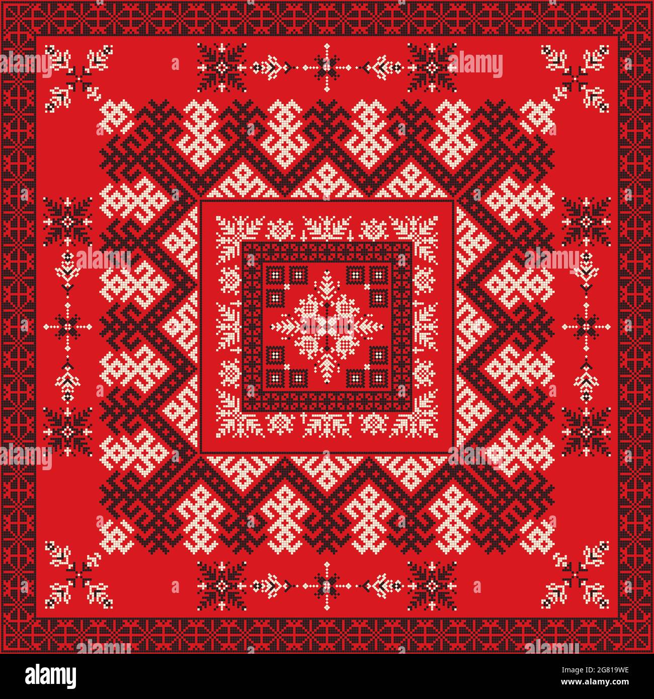 Decorative repeating pattern inspired by traditional Russian embroidery ...