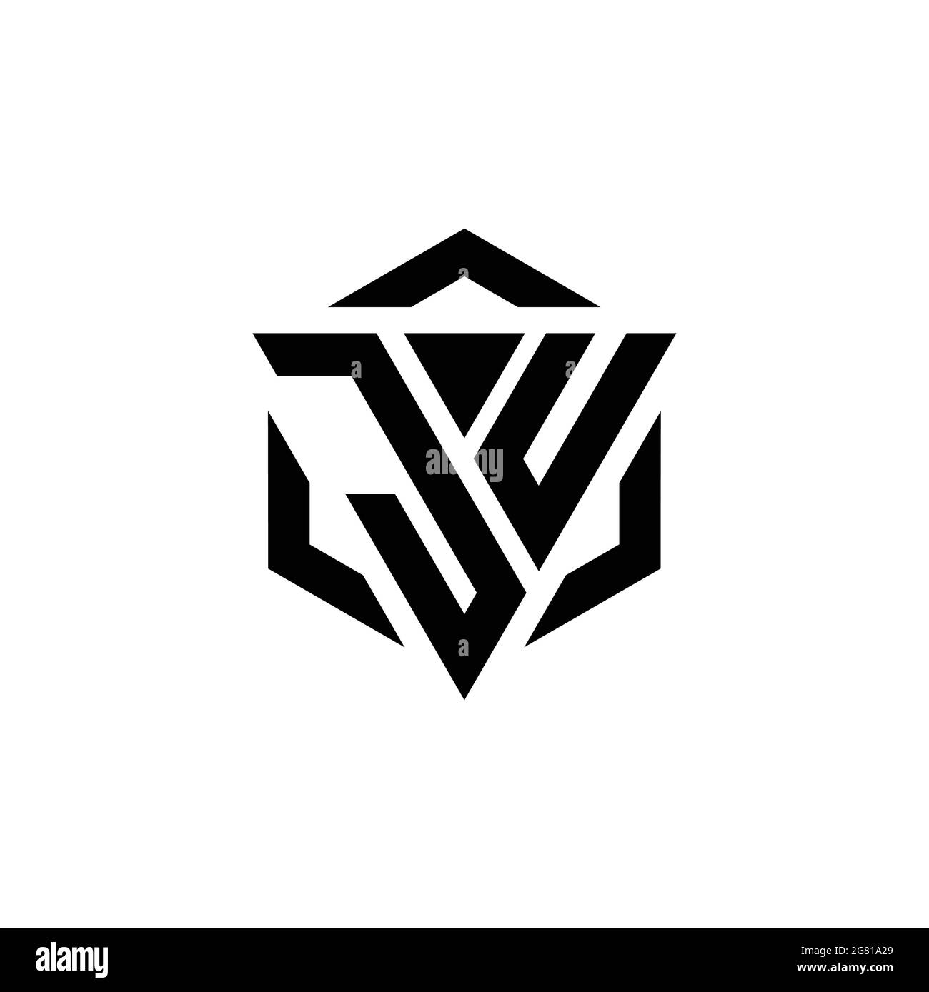JU Logo monogram with triangle and hexagon modern design template ...