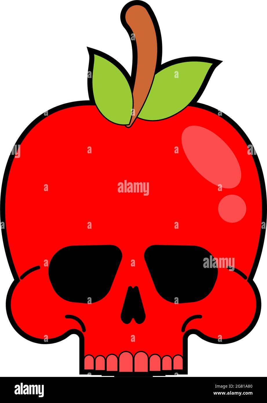 Skull apple isolated. skeleton Deadly scary fruit vector illustration ...