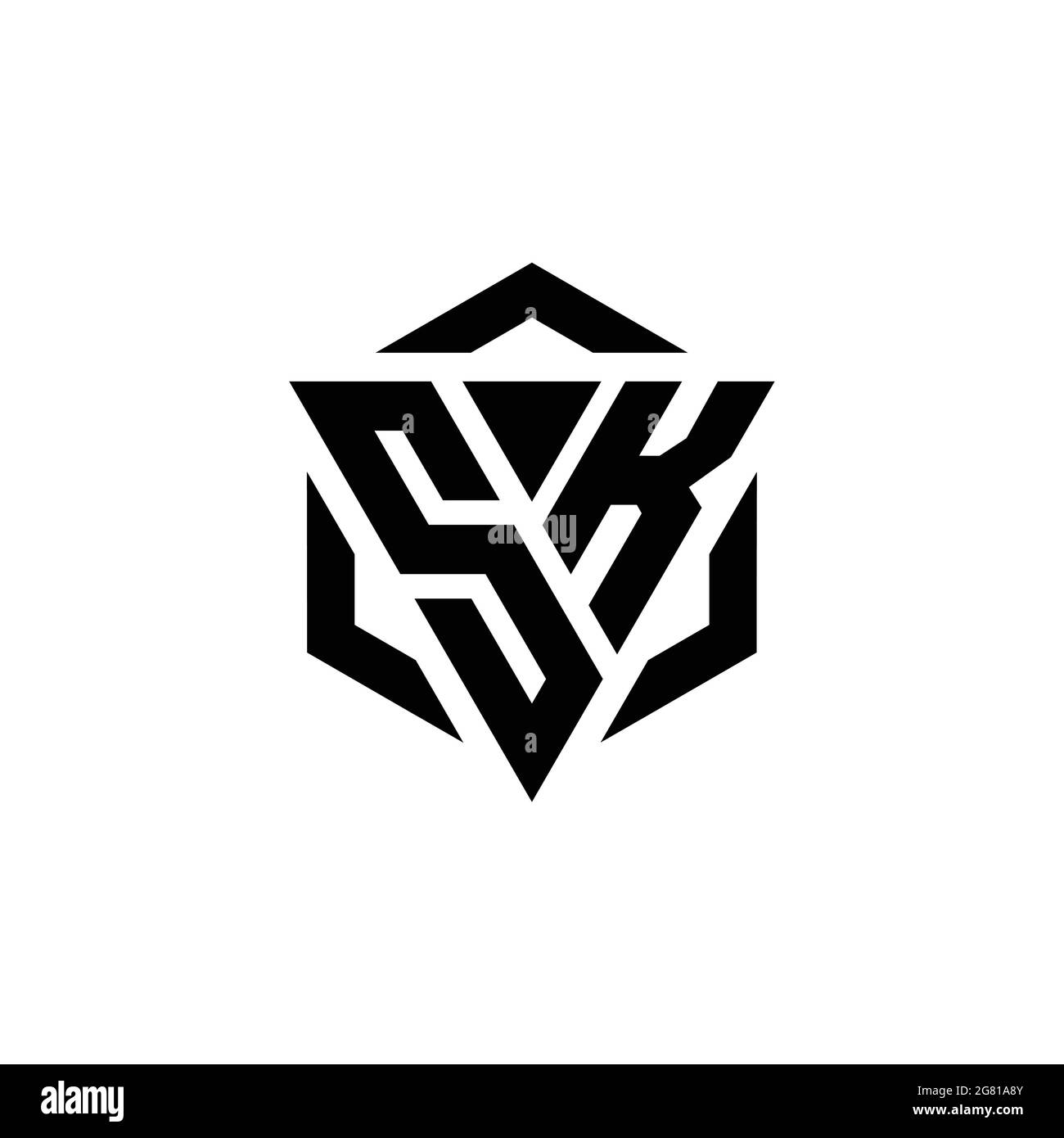 SK Logo monogram with triangle and hexagon modern design template ...