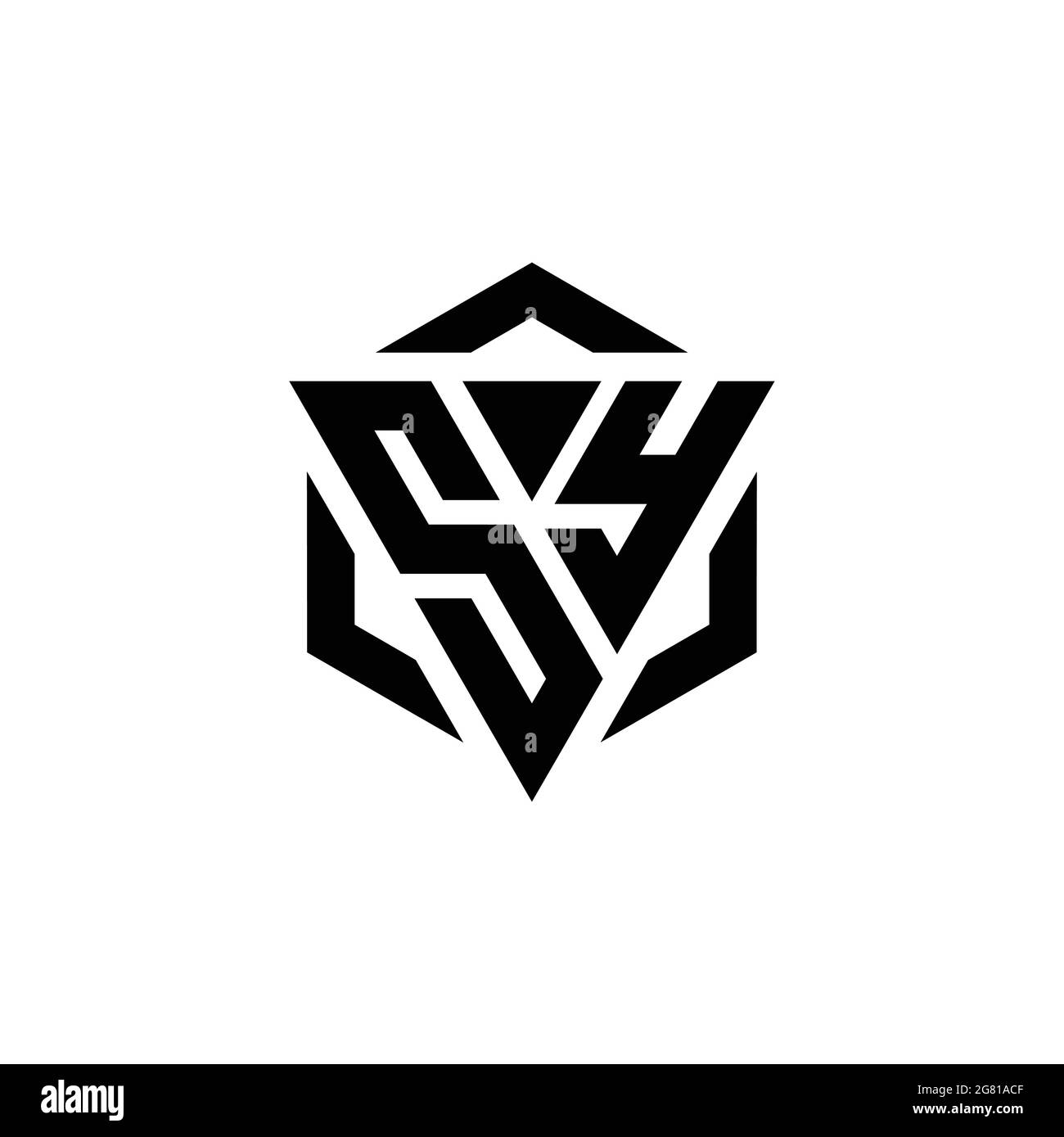 SY Logo monogram with triangle and hexagon modern design template ...
