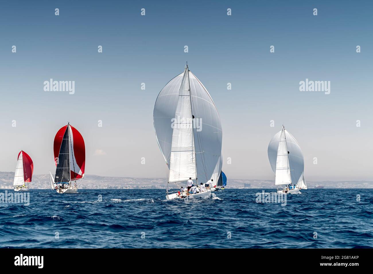 Sailboat race with multiple yachts Stock Photo - Alamy