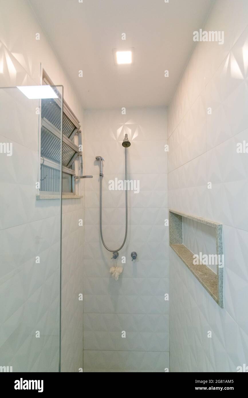 Interior of a bathroom with a shower Stock Photo - Alamy