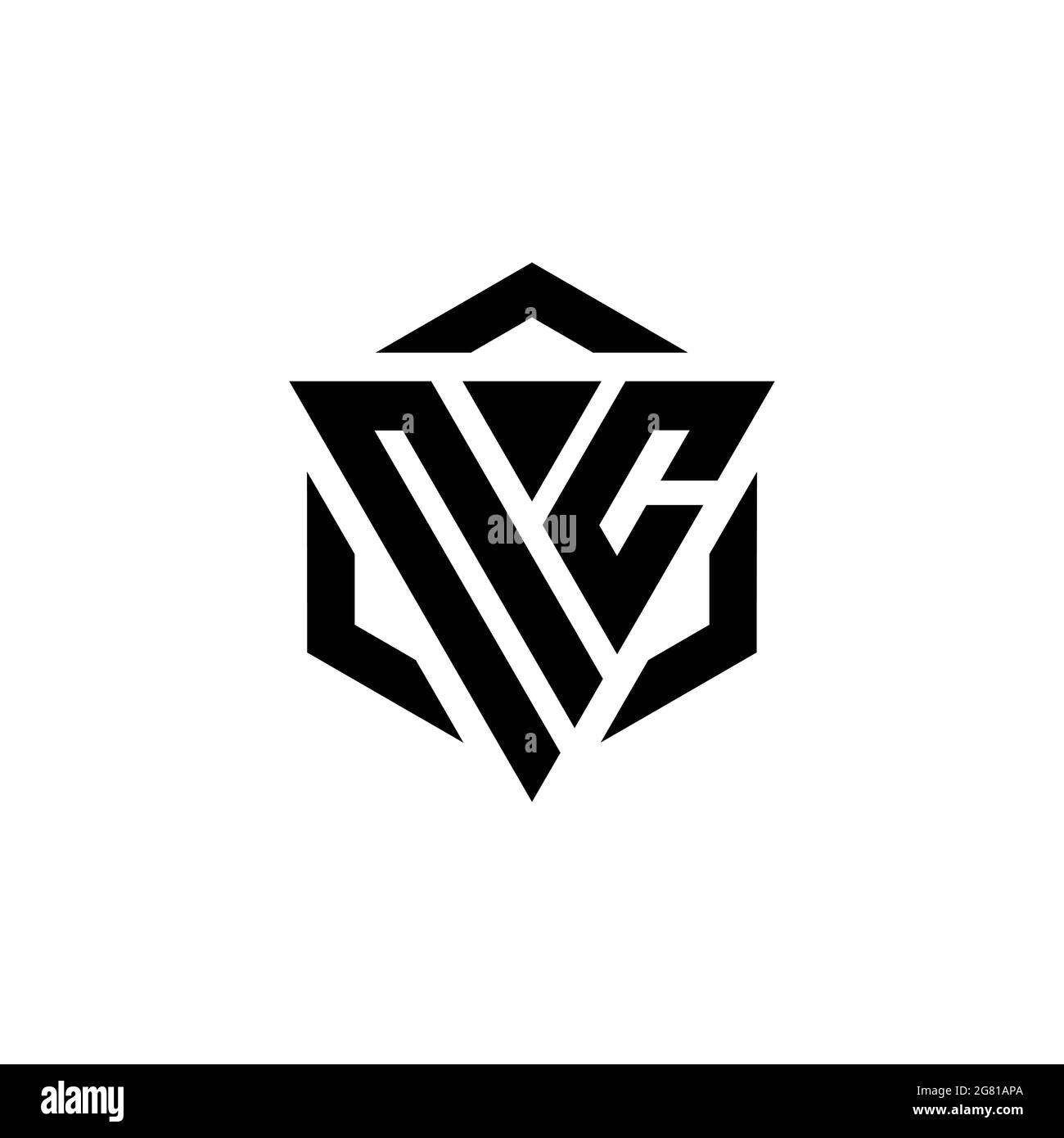 NC Logo monogram with triangle and hexagon modern design template isolated on white background ...