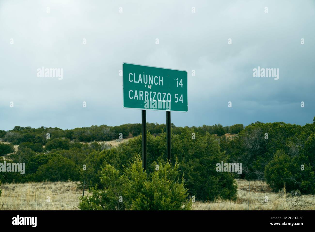 New Mexico cities distance sign - Claunch Stock Photo - Alamy