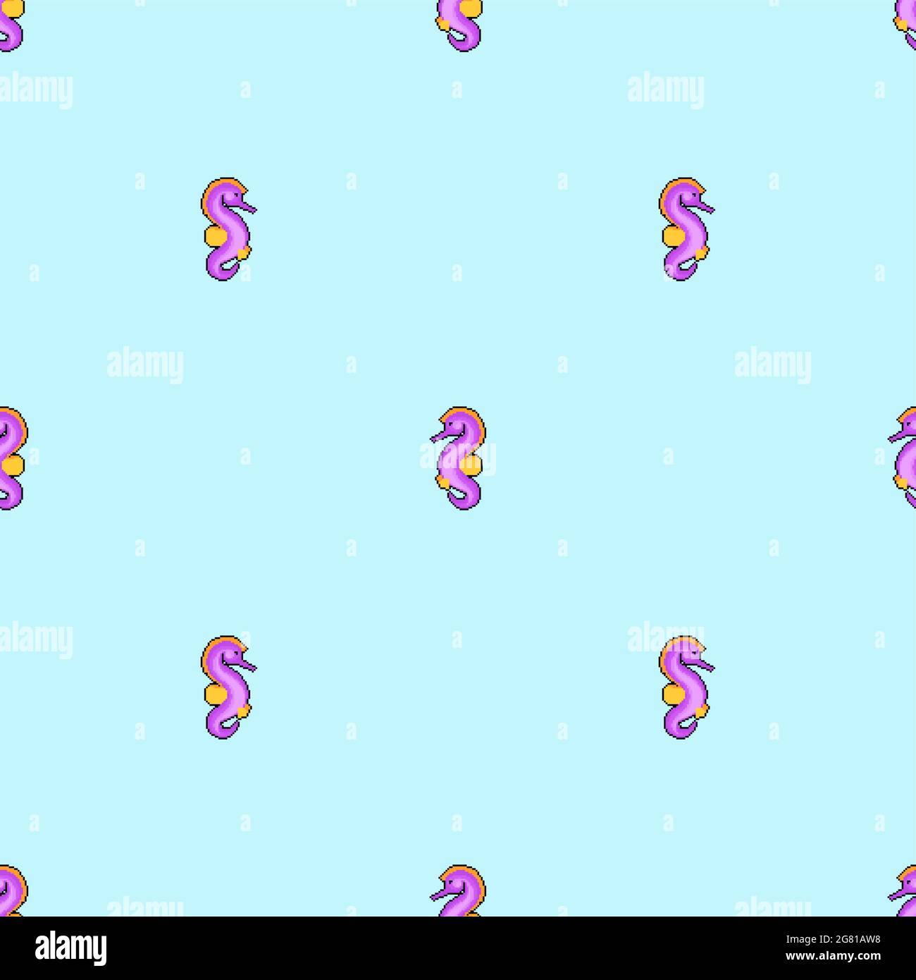 SeaHorse pixel art pattern seamless. 8 bit Sea animal background ...