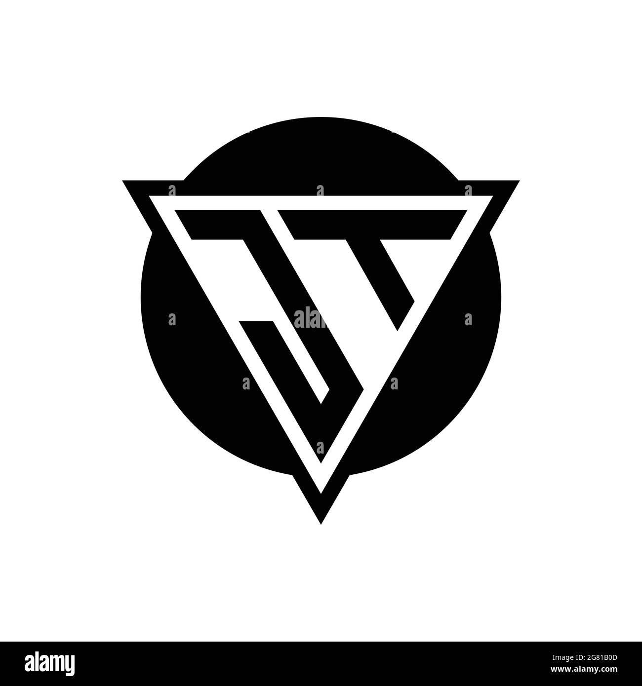 JT logo with negative space triangle and circle shape design template ...