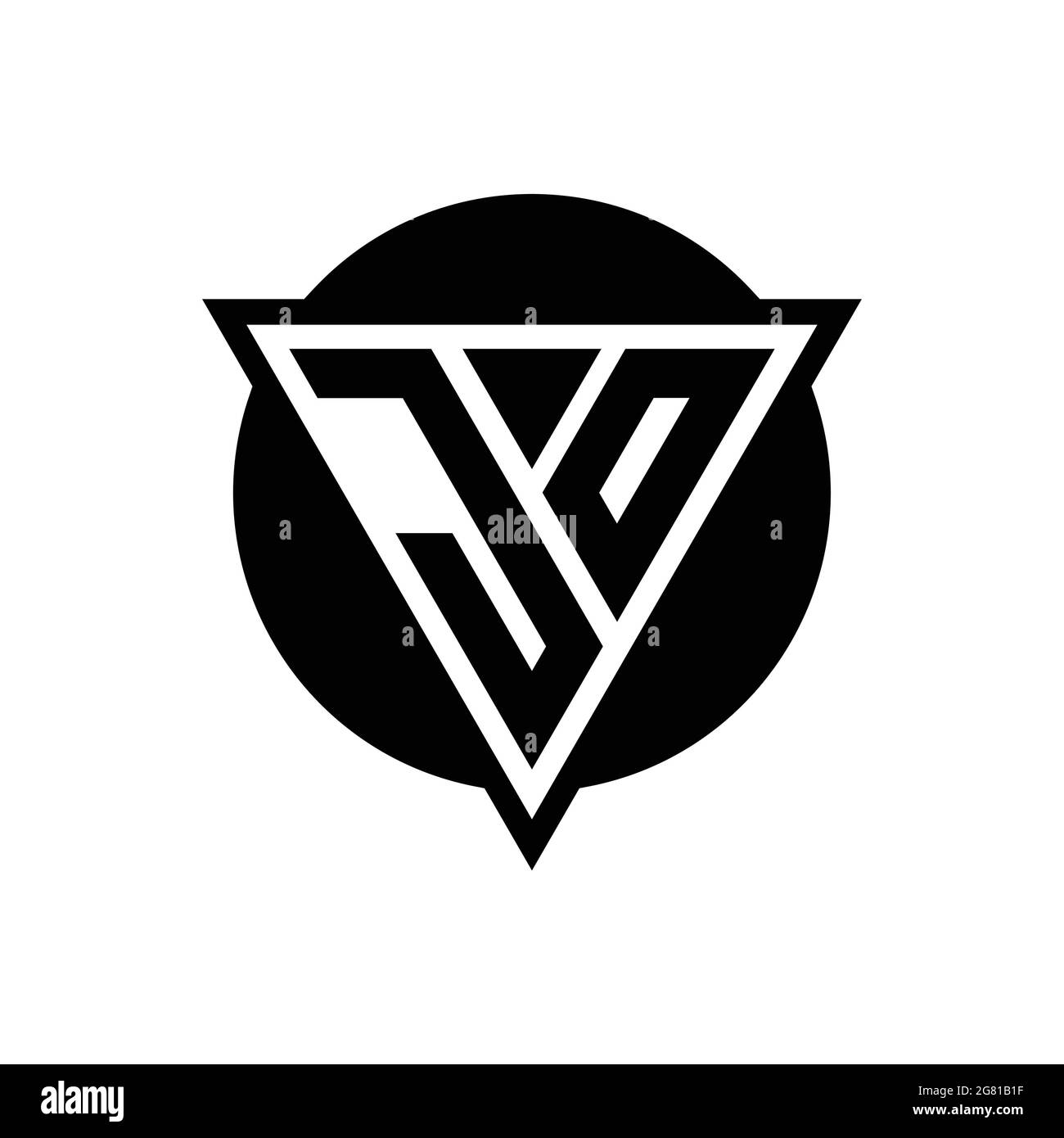 JO logo with negative space triangle and circle shape design template ...