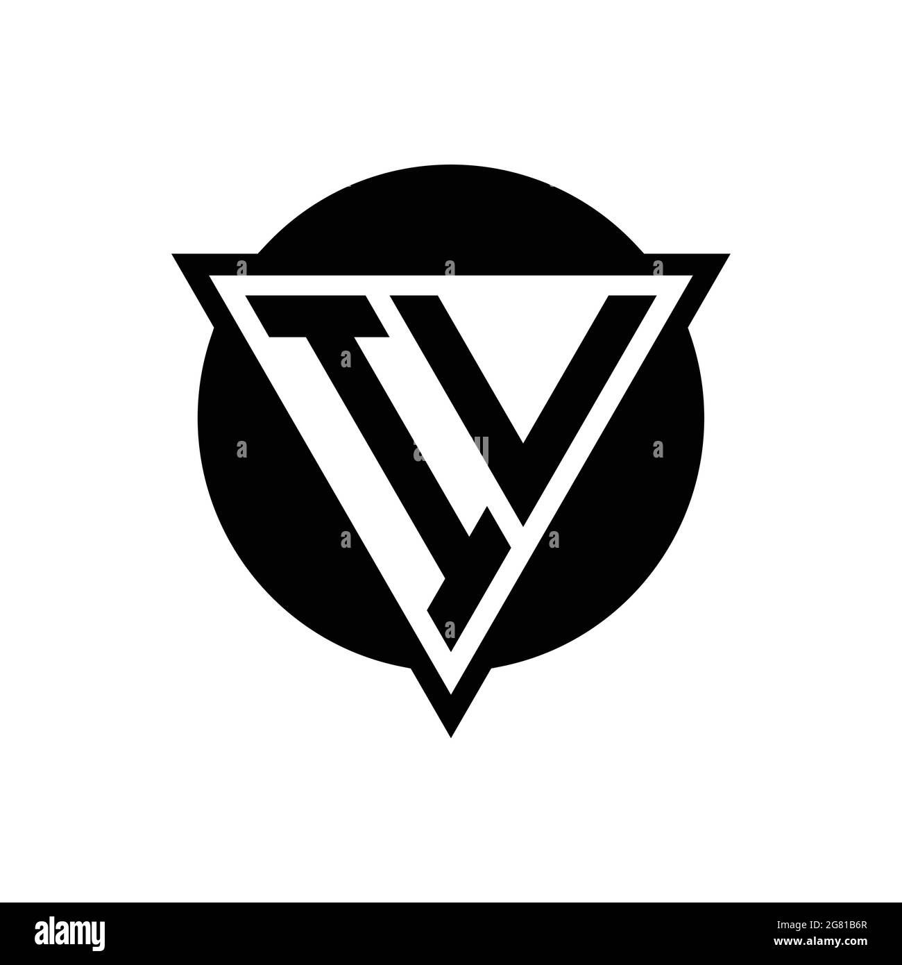 IV logo with negative space triangle and circle shape design template ...