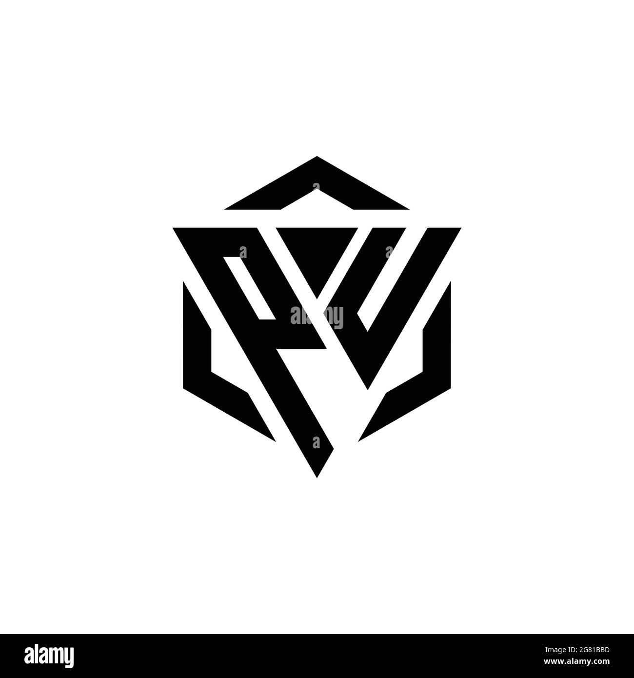PU Logo monogram with triangle and hexagon modern design template ...