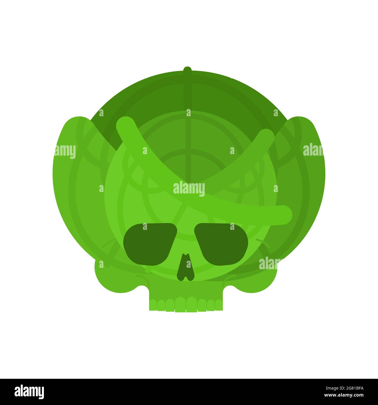 Cabbage skull isolated. skeleton Deadly scary vegetable Stock Vector ...