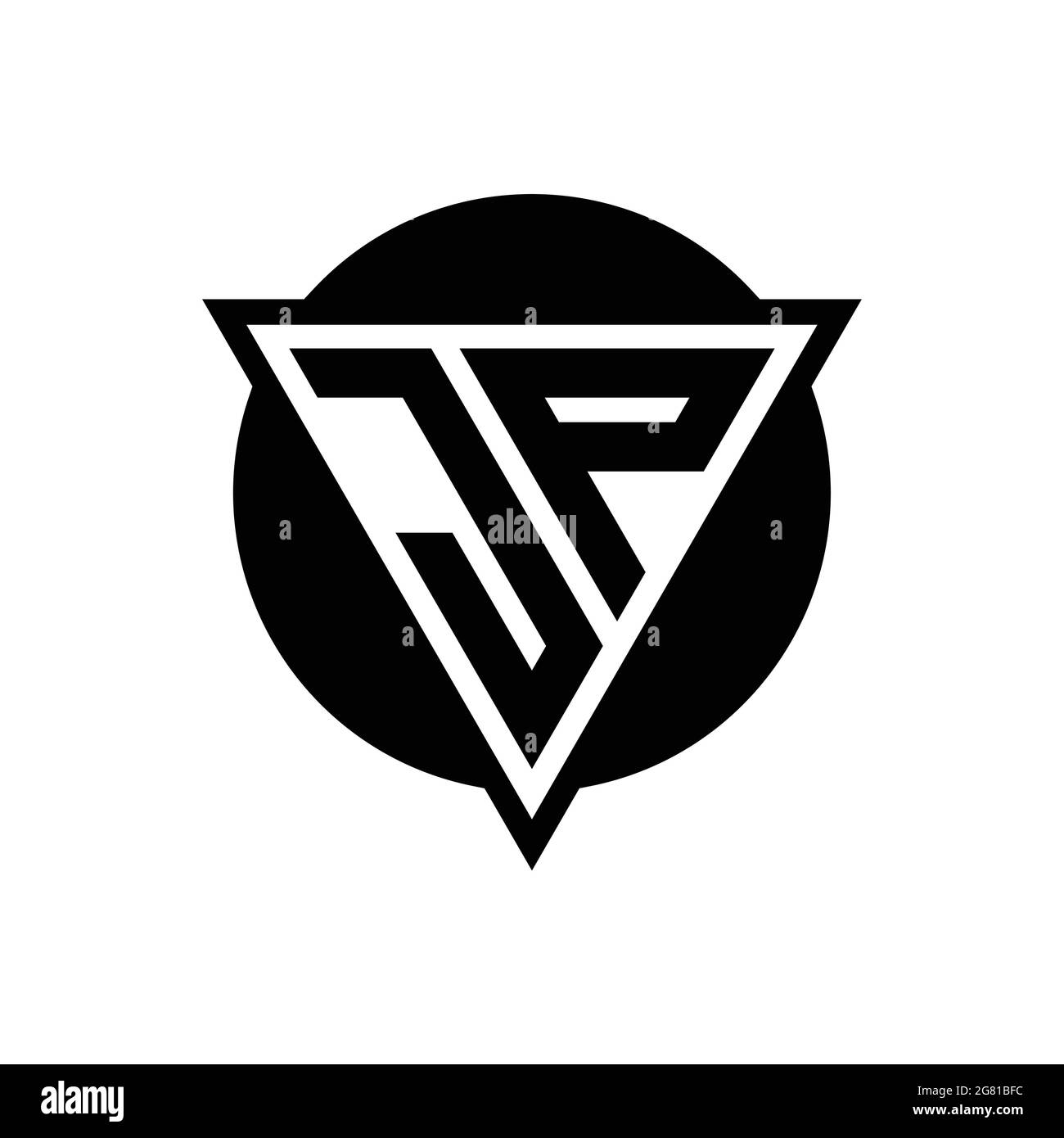 JP logo with negative space triangle and circle shape design template ...