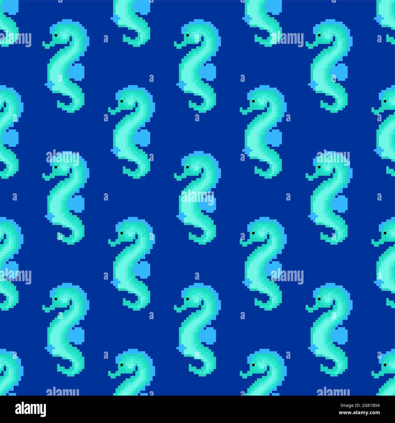 SeaHorse pixel art pattern seamless. 8 bit Sea animal background ...